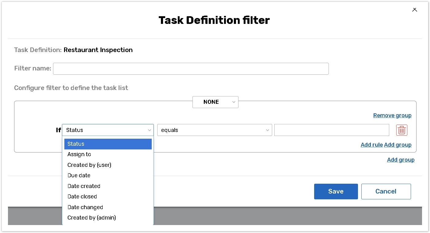 Task Definitions Panel 