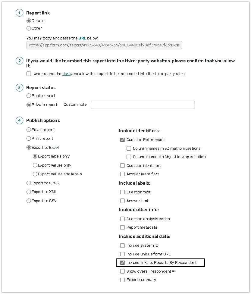 Report by respondent