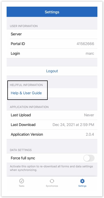 Android app Backup and Log files Instructions