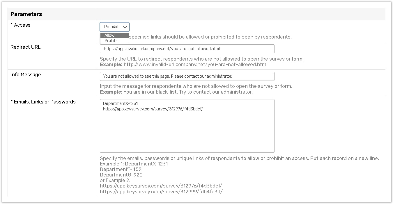 Email or Password Restriction