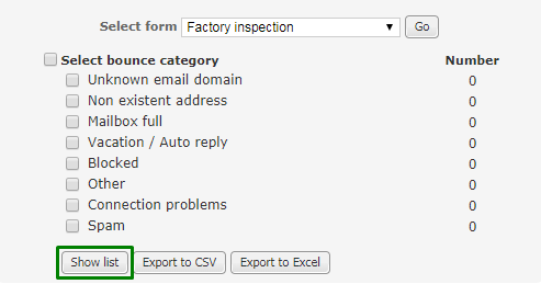 List of Bounced Email Messages